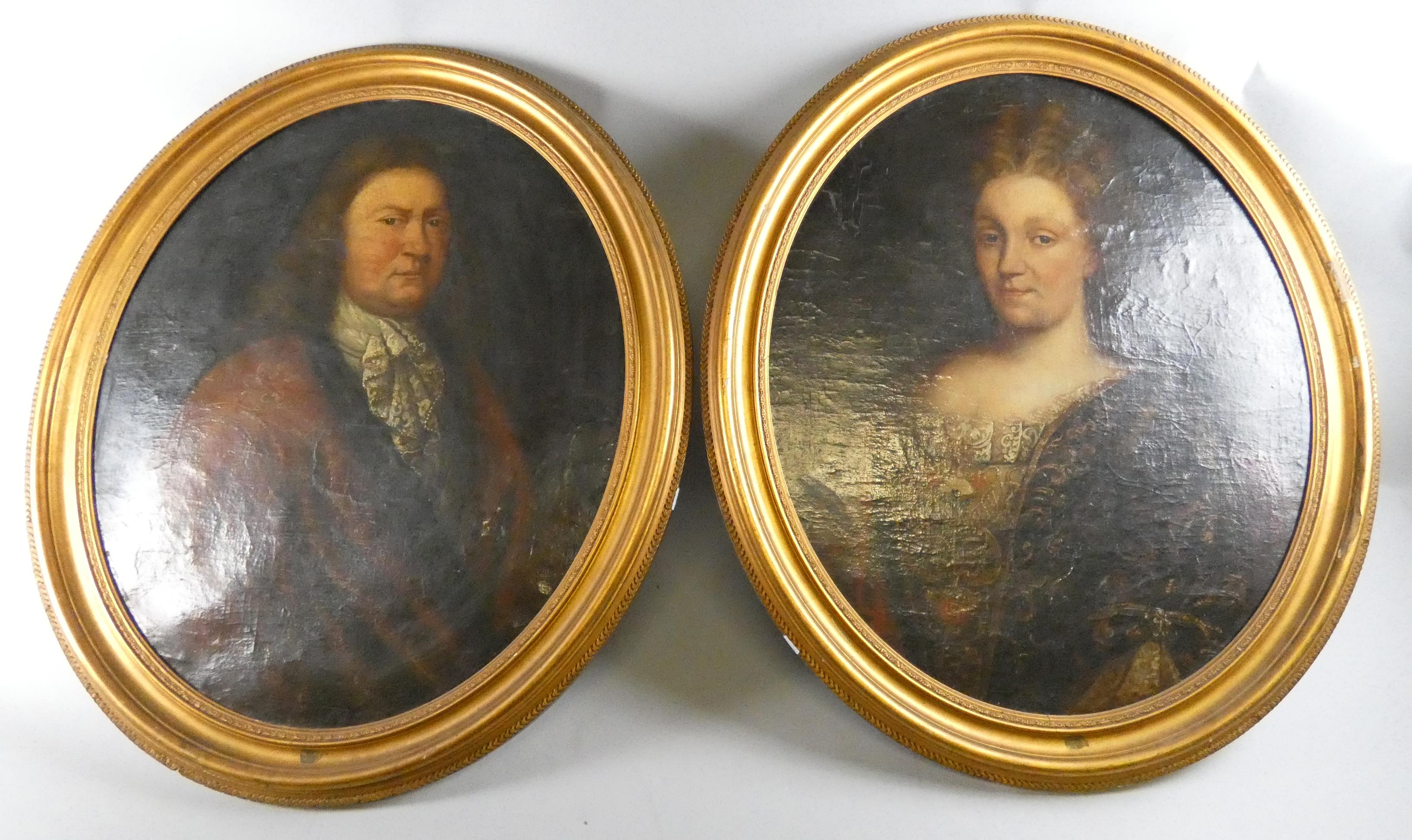 Tableau HST ovale (2pcs) - portrait Baron - - portrait Baronne ...