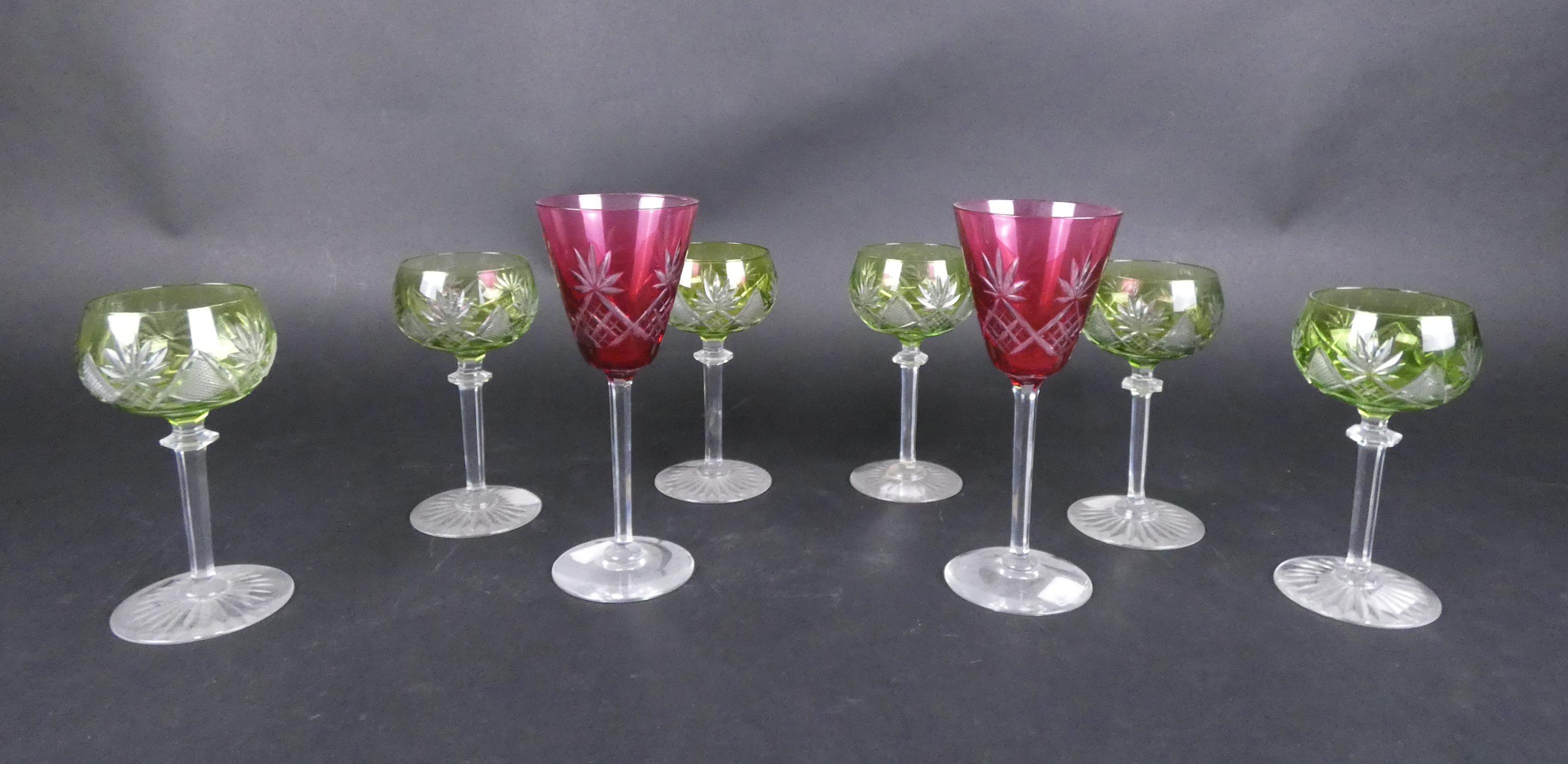Verrerie : (8pcs) 6 verres en cristal taillé Val Saint Lambert modèle ...