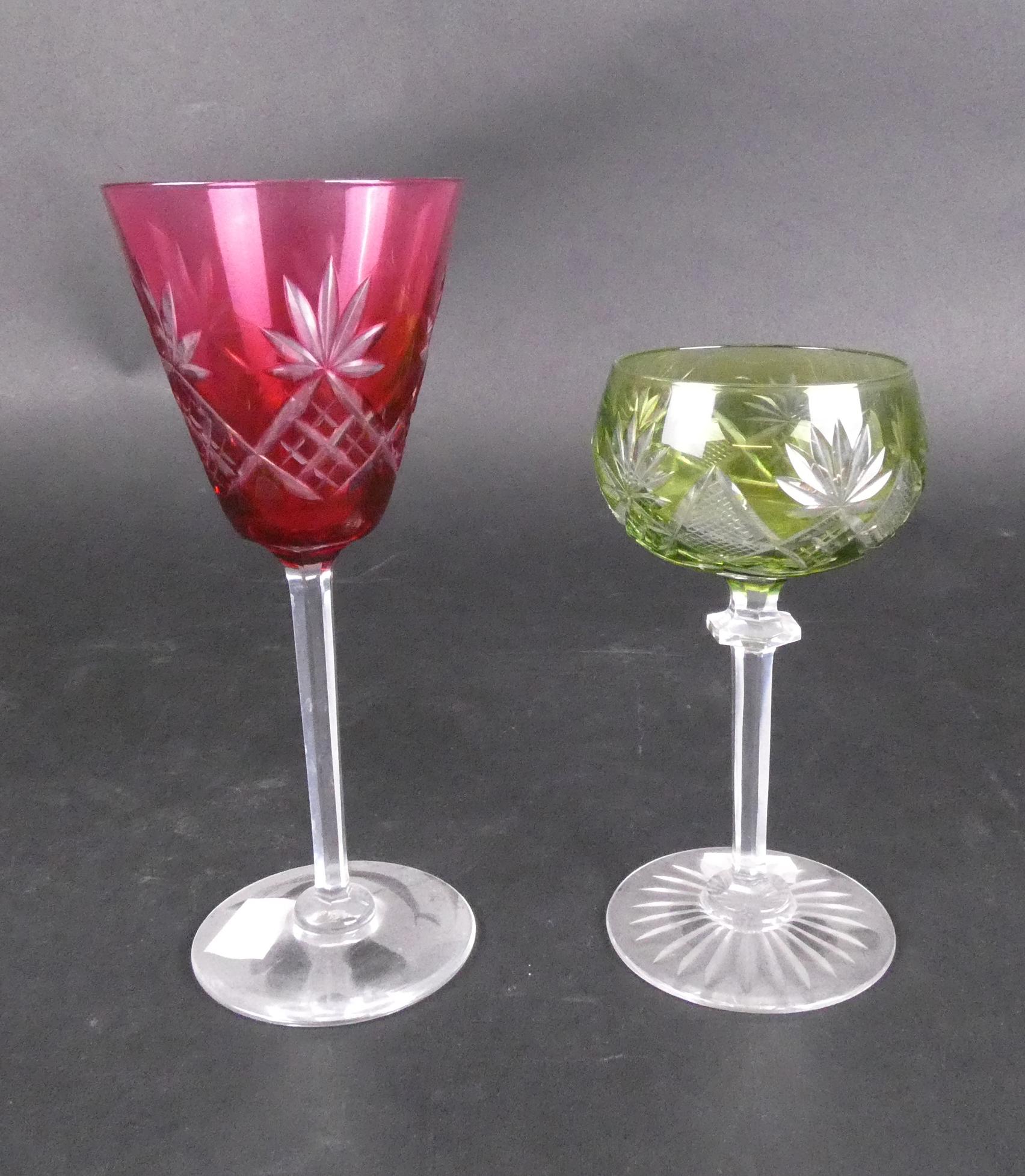 Verrerie : (8pcs) 6 verres en cristal taillé Val Saint Lambert modèle ...