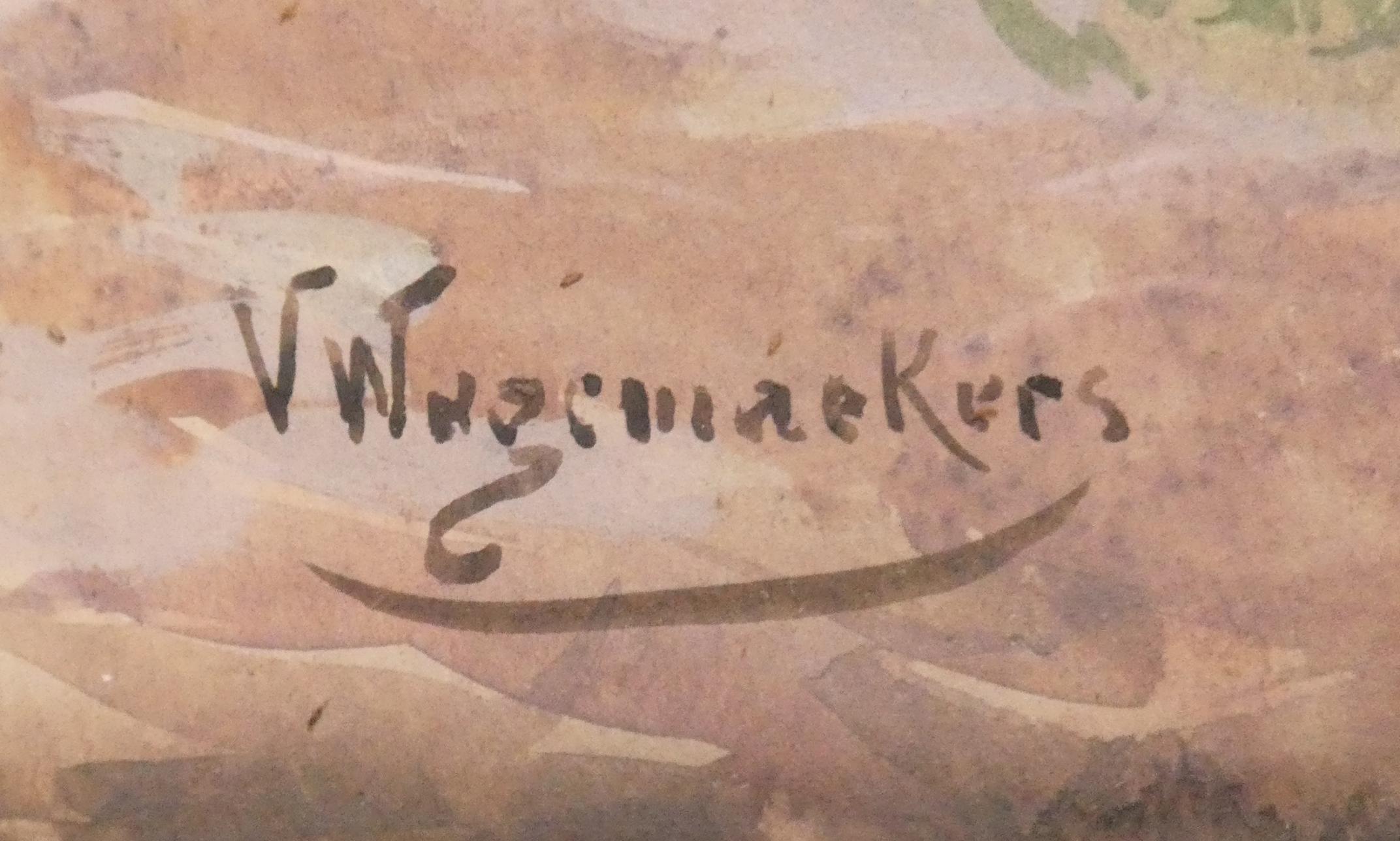 Tableau : aquarelle/papier marouflé - Heist op den Berg - daté au dos ...